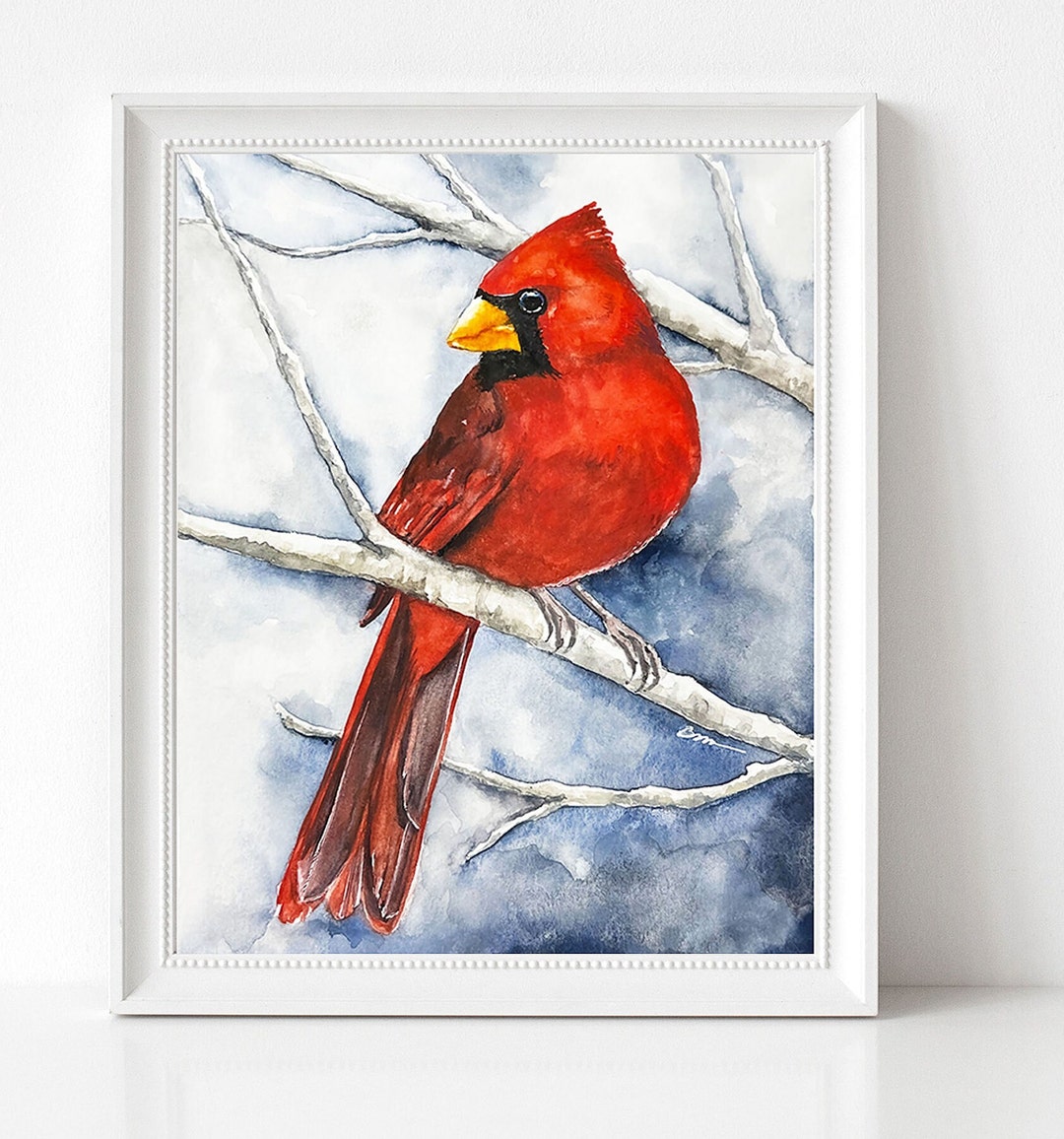 Cardinal Watercolor Print. Bird Watercolor Art. Winter Decor. Christmas ...