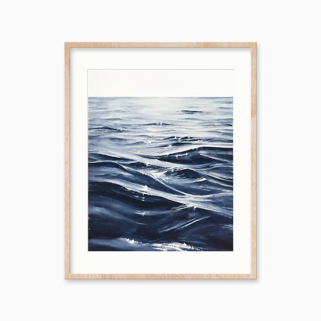 Ocean Water Watercolor Print. Ocean Wall Art. Nautical Decor. Beach ...