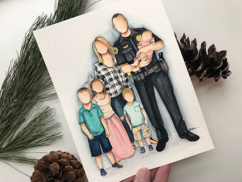 Custom Faceless Family Watercolor - Etsy