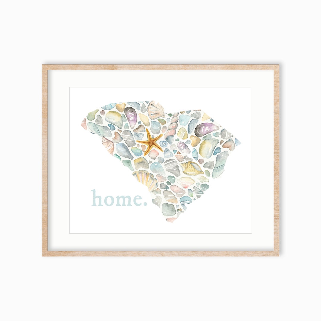Ready to Ship South Carolina State Watercolor Print. Seashells ...
