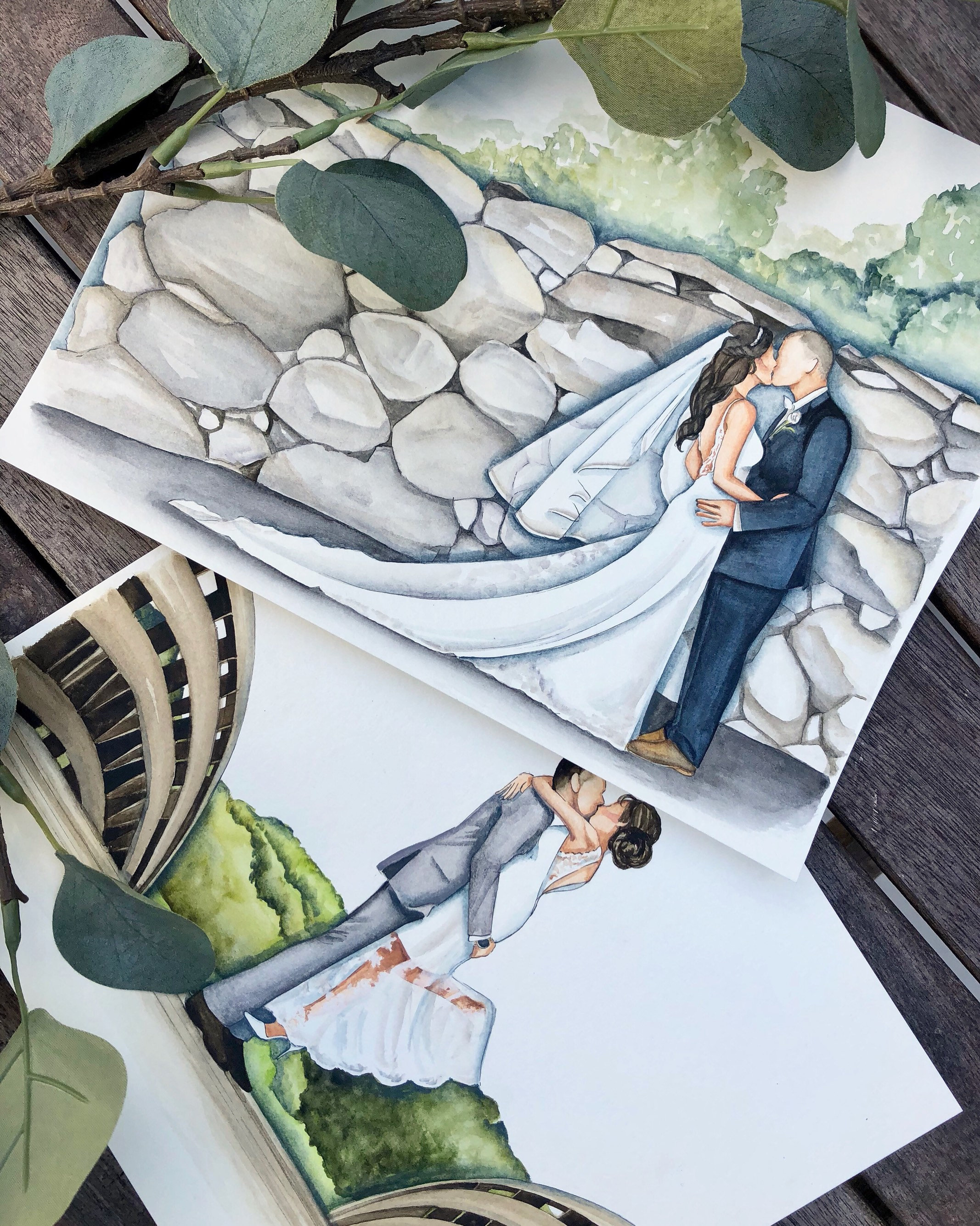 8x10 Faceless Wedding Portrait Custom Watercolor - Etsy