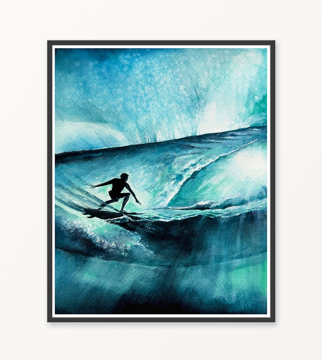 Surfer Watercolor Print. Surfing Wall Art. Surfer Wall Decor - Etsy