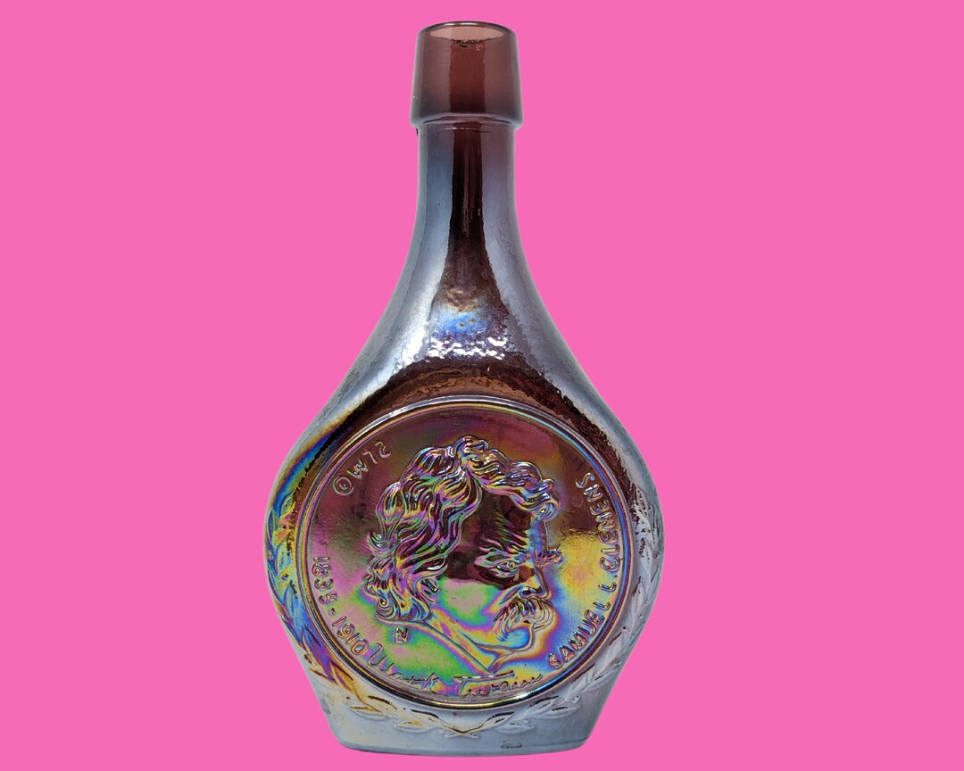 Vintage 1972 Wheaton Glass Decanter Bottle Great American Series Mark Twain Samuel E Clemens