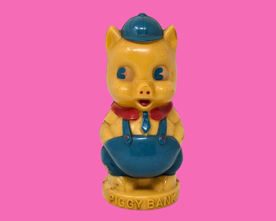 Vintage 1960's Small Pig, Plastic Piggy Bank by Reliable Made in Canada ...