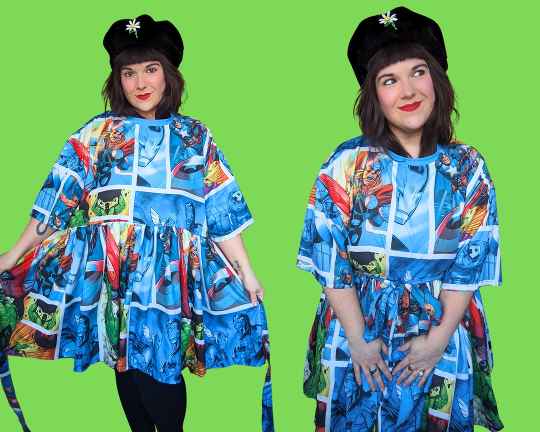 Handmade, Upcycled Marvel Avengers Bedsheet T-shirt Dress Fits 2XL - Etsy