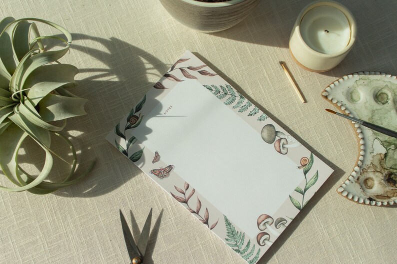 Woodland Nature Notepad Greenery Snail Moth Mushroom To-do List Plant ...