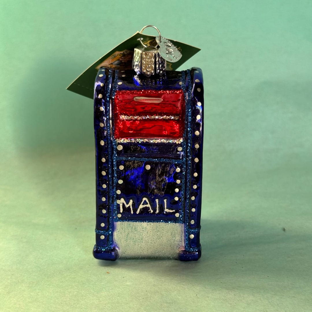 Street Postal Blue Mailbox Glass Ornament Old World Christmas - Etsy