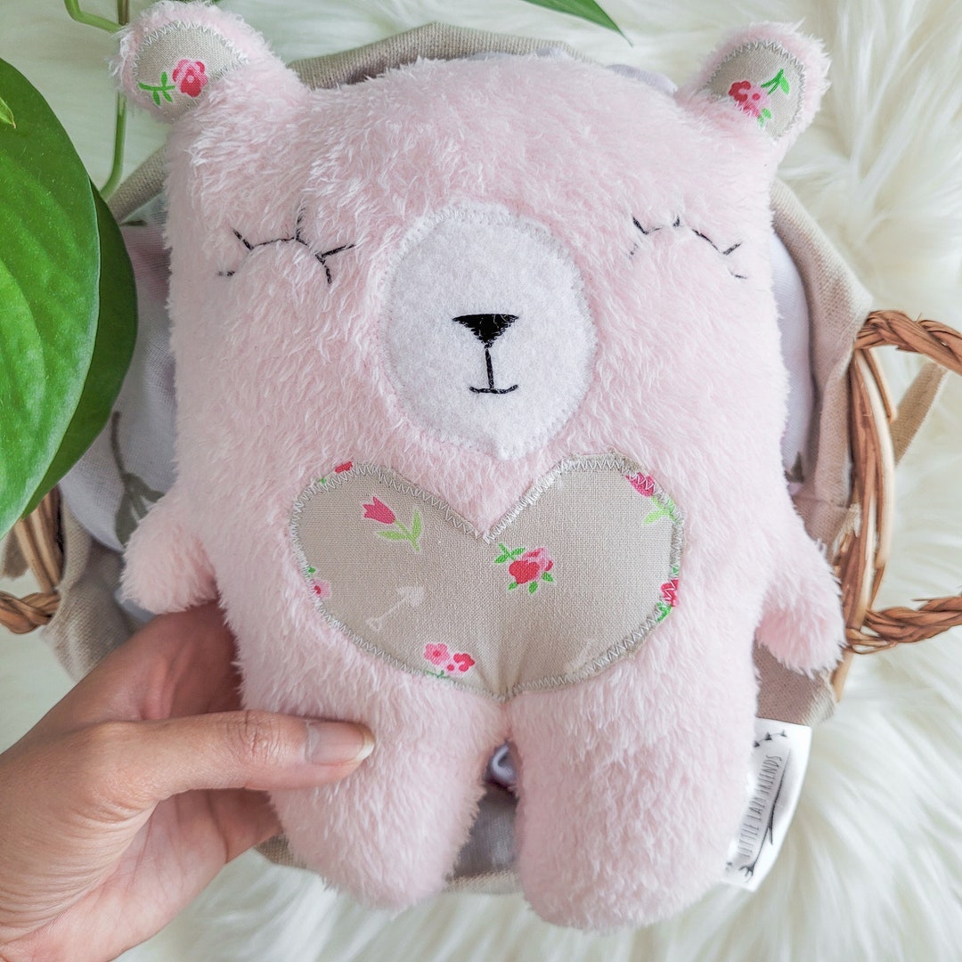 Pink Bear Stuffed Animal Plushie, Handmade Pastel Bear Plush, Pastel ...