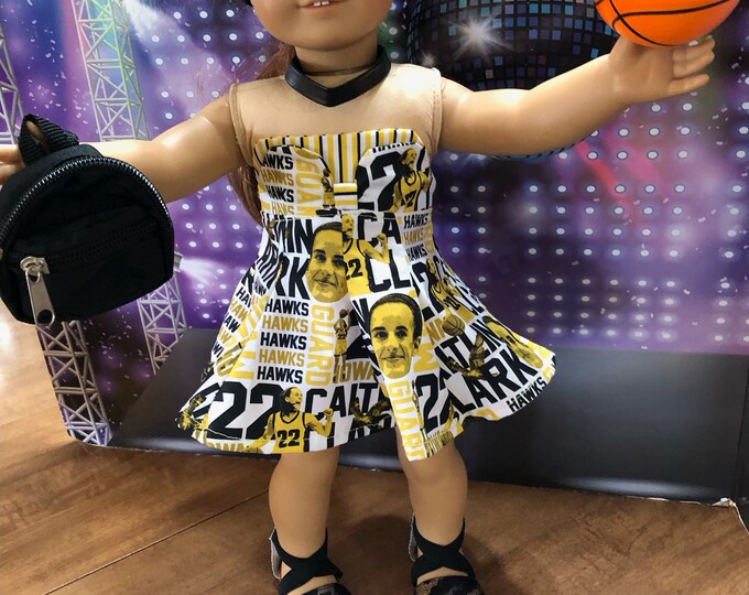 18 Inch Doll Caitlin Clark 22 Black & Gold U of I Iowa Hawkeye Dress ...