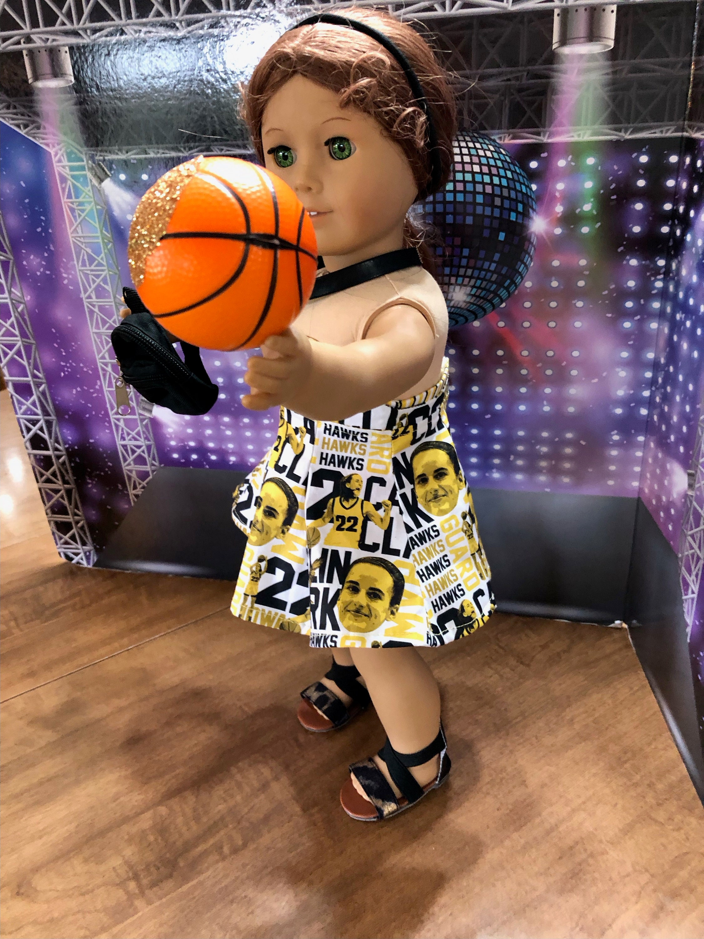 18 Inch Doll Caitlin Clark 22 Black & Gold U of I Iowa Hawkeye Dress ...