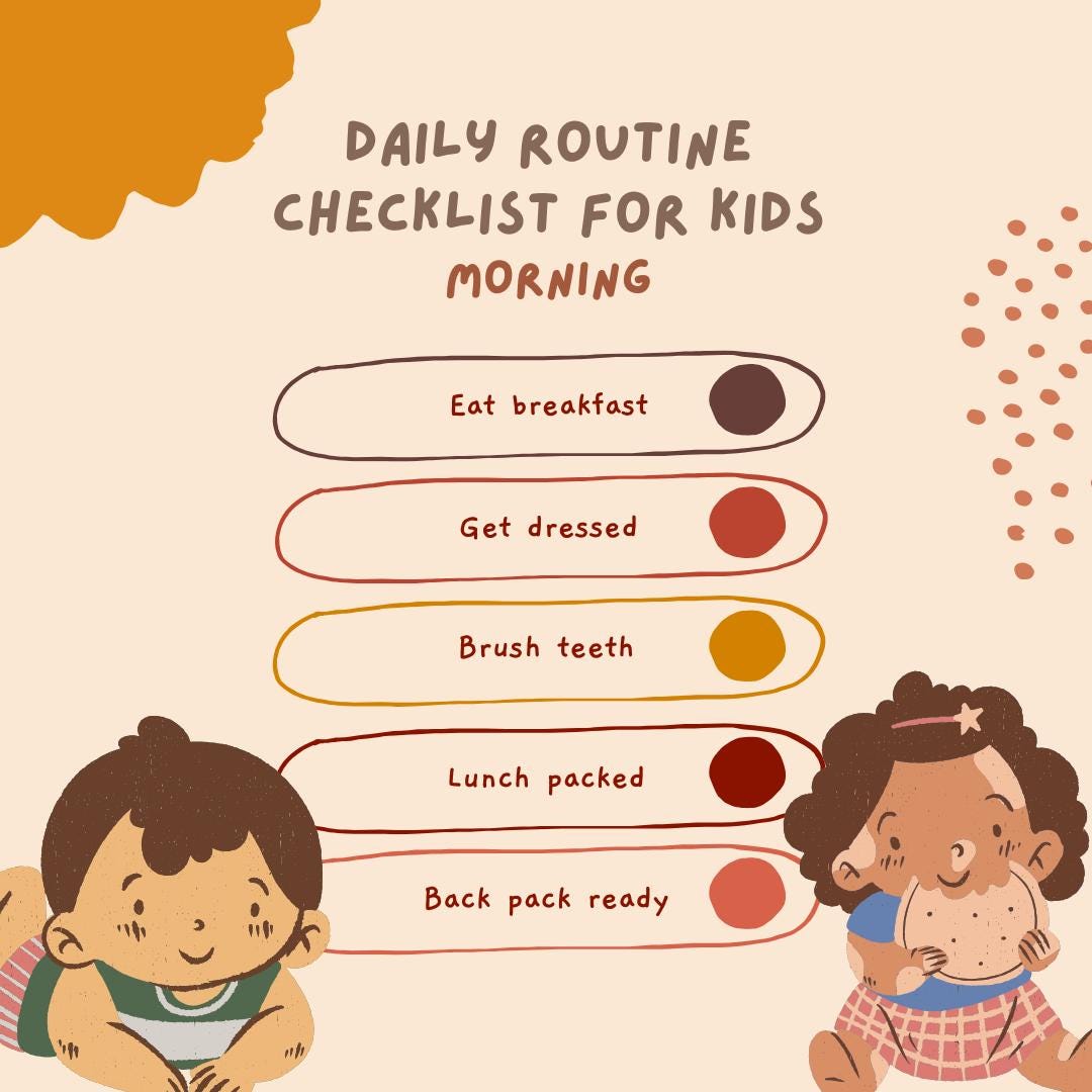 Morning Routine Chart for Kids – Visual Checklist | Pastel ADHD Daily ...