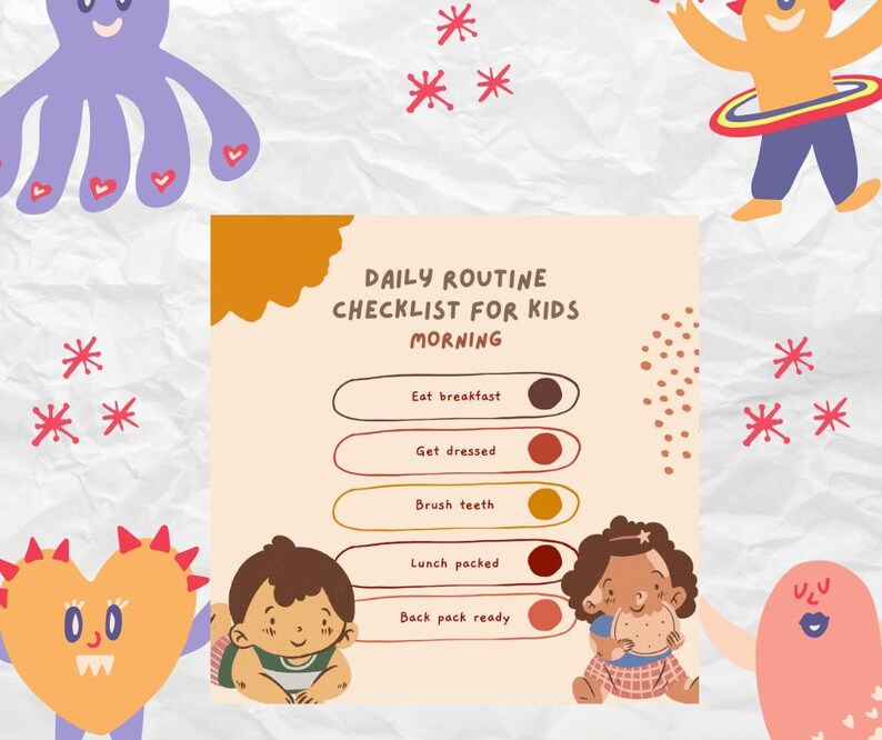 Morning Routine Chart for Kids – Visual Checklist | Pastel ADHD Daily ...