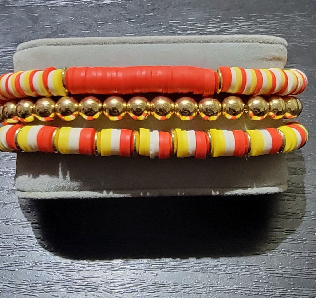 Kansas City Chiefs Beaded Bracelet Stack L KC Chiefs Bracelet Set L Chiefs Bracelet Stack L KC ...