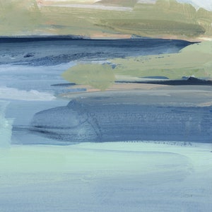 Lake Abstract Painting Seascape Water Scene Blue and Green Modern ...