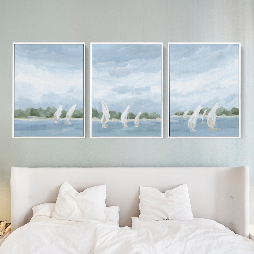 Coastal Landscape Painting Beach House Decor Hamptons Style Living Room ...