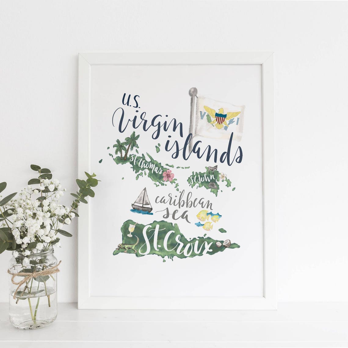 USVI Virgin Islands Wall Print St Thomas St Johns St Croix - Etsy