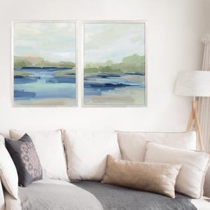 Lake Wall Art Painting | Modern Lakehouse Statement With Lakefront ...