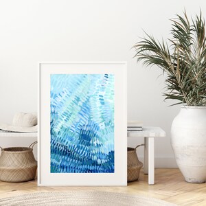 Turquoise and Blue Ocean Underwater Painting Modern Beach Artwork for ...