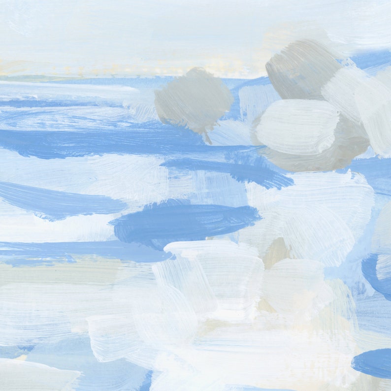 Coastal Painting Light Blue & White Modern Beach Decor - Etsy