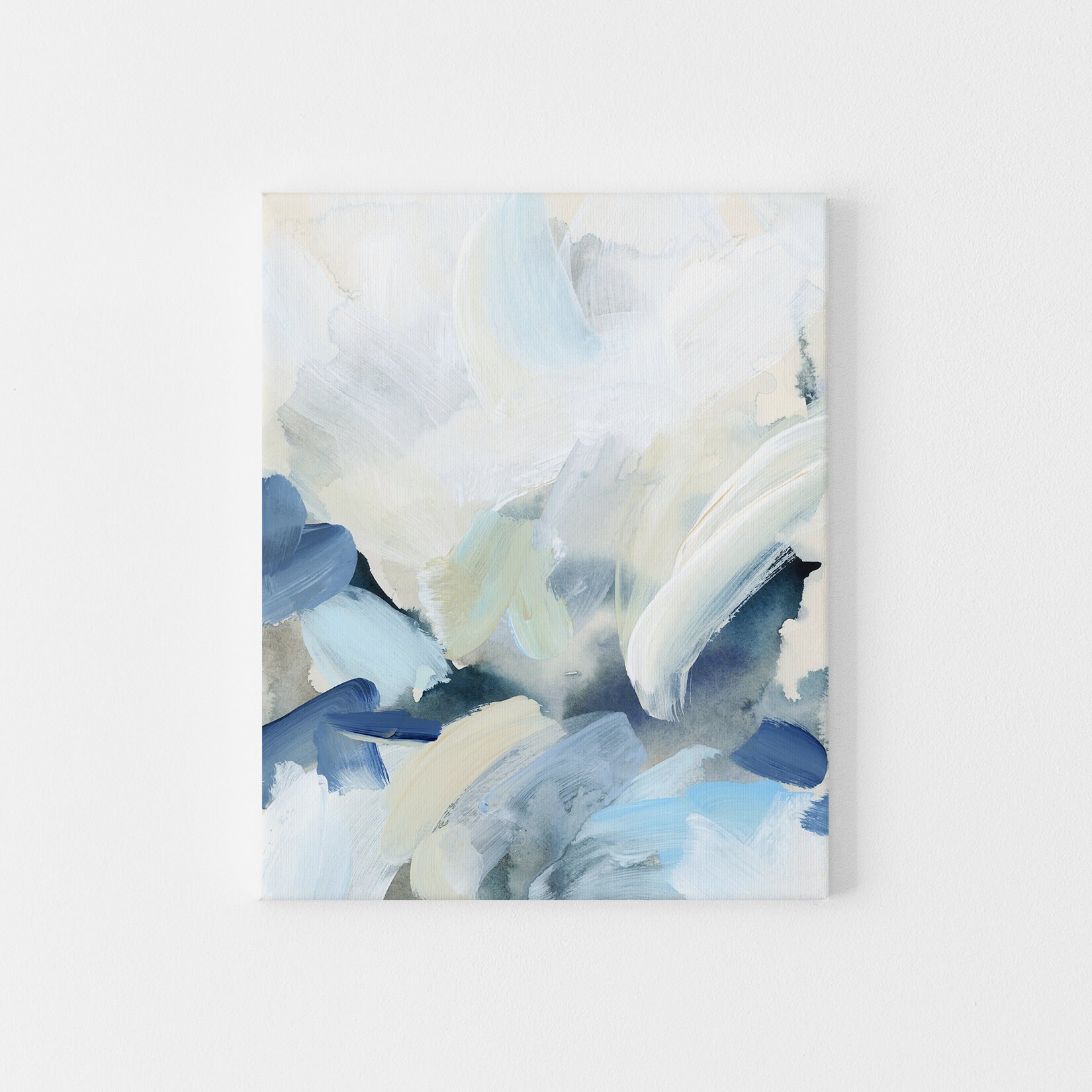 Blue Abstract Painting | Modern Bedroom Artwork Contemporary Statement ...