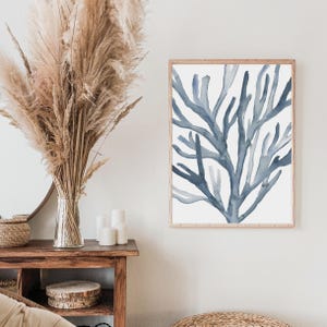 Hamptons Style Print | Nautical Blue Coral in Blue & White for Beach ...