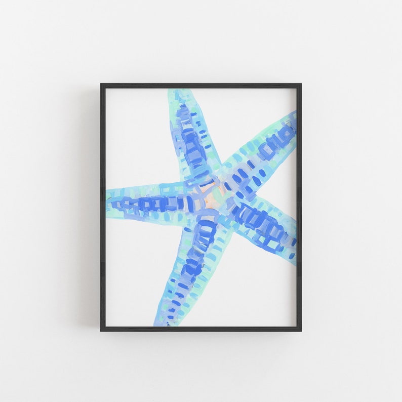 Blue Starfish Art Modern Coastal Nursery Decor Ocean Life - Etsy