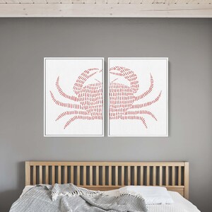 Red Crab Print Set | Modern Nautical Minimalist Beach House Decor ...