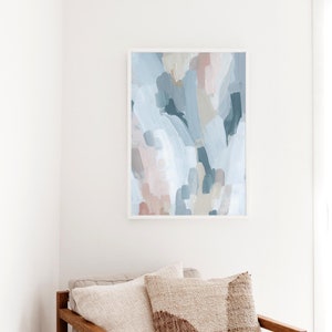 Light Pastel Blue Abstract Painting Modern Nursery Decor Pink and Blue ...
