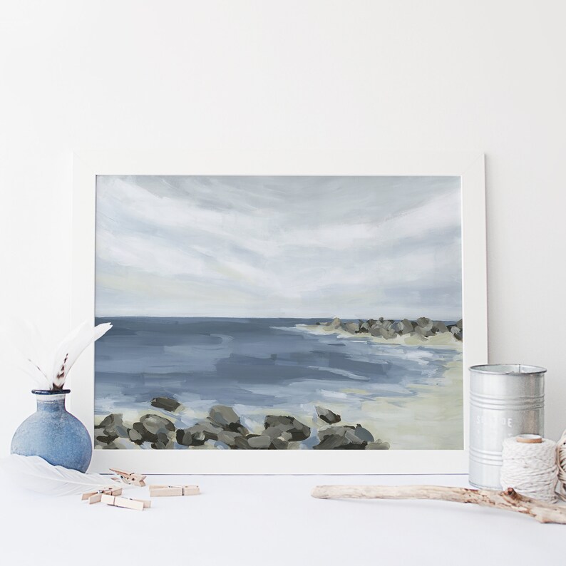 Coastal Painting Seashore View Scene Modern Seascape Beach - Etsy