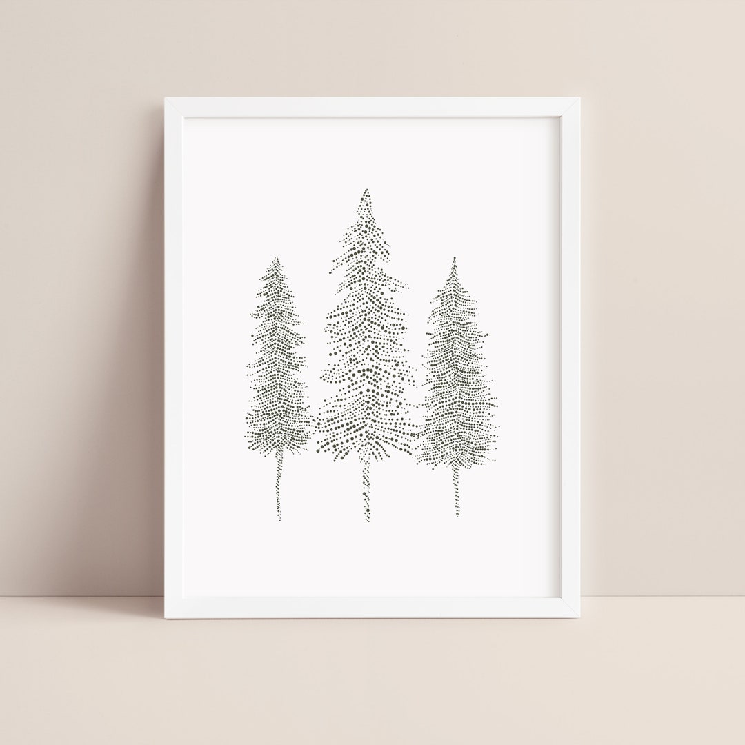 Pine Tree Print Winter Modern Forest Art Fir Tree Mountain Nordic ...