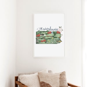 Pennsylvania State Map Gift | Drawing of Philadelphia Hometown for PA ...
