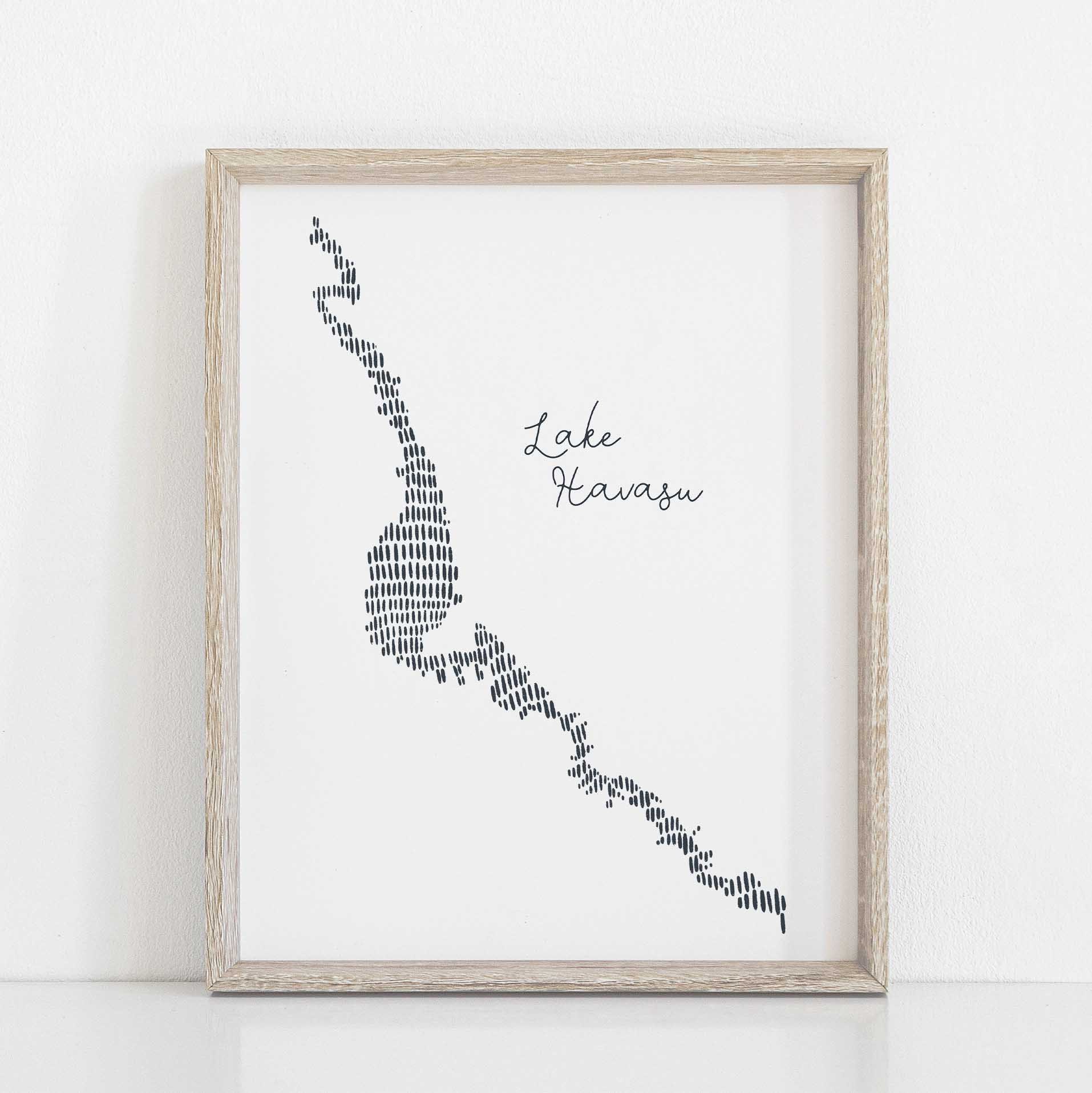 Lake Havasu Map Print Arizona Lake Sign Modern Minimalist - Etsy