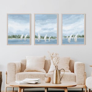 Coastal Landscape Painting Beach House Decor Hamptons Style Living Room ...