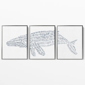 Humpback Whale Artwork Nautical Decor Hamptons Coastal Triptych ...