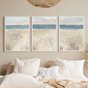 Beach Watercolor Painting Seascape Artwork Coastal Home Decor Triptych ...