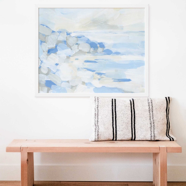 Coastal Painting Light Blue & White Modern Beach Decor - Etsy