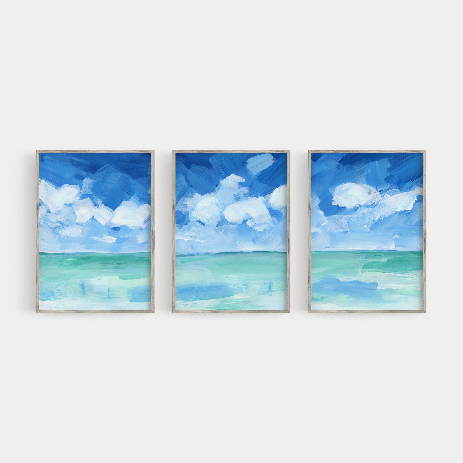 Tropical Seascape Print Set Ocean Painting Florida Triptych tropical ...