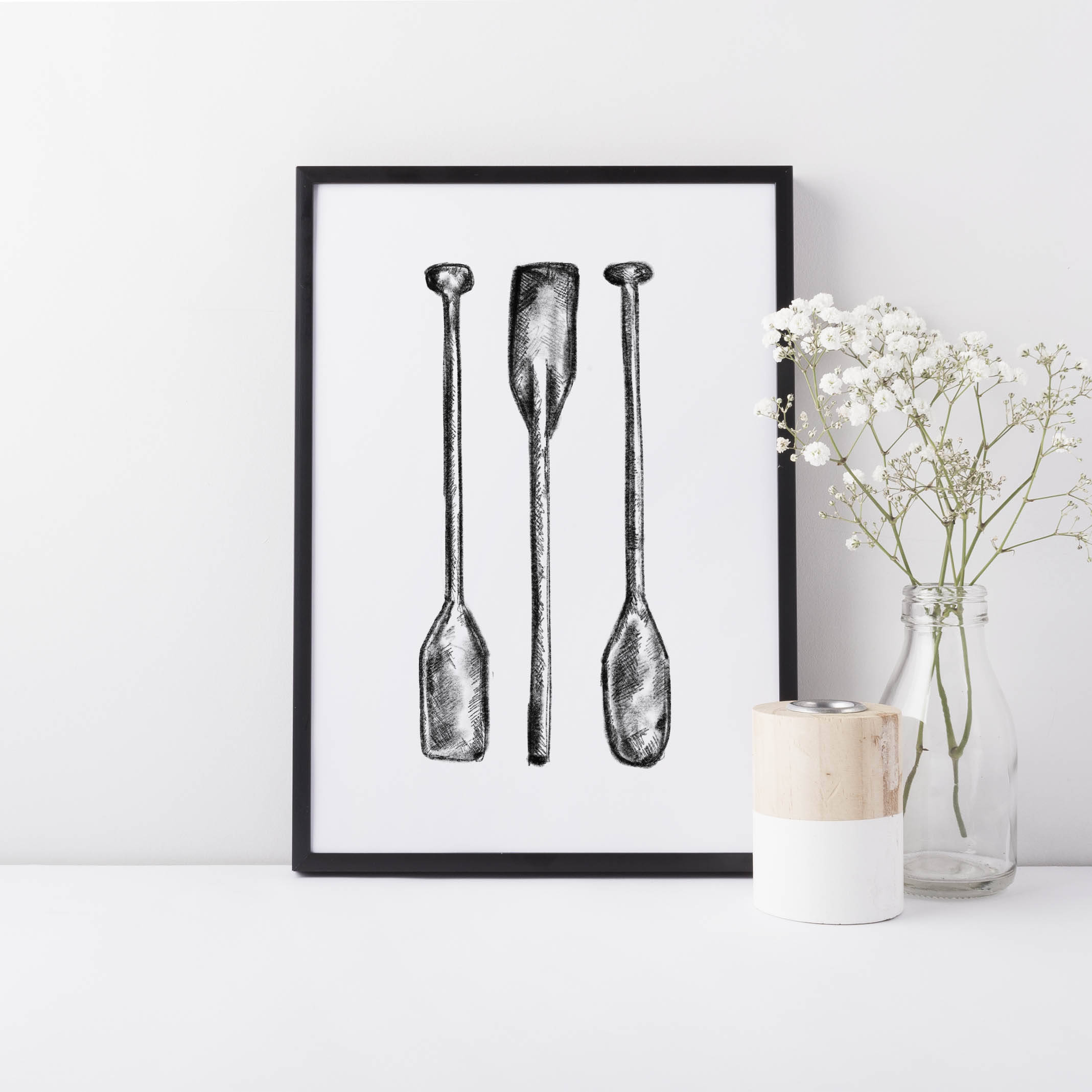 Canoe Paddle Nautical Wall Poster Illustration Lake House Life - Etsy