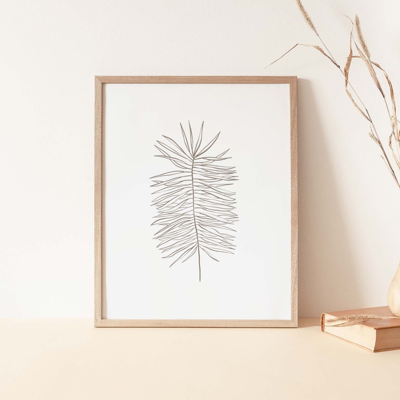 Palm Frond Art Modern Line Drawing Simple Nature Wall Poster - Etsy