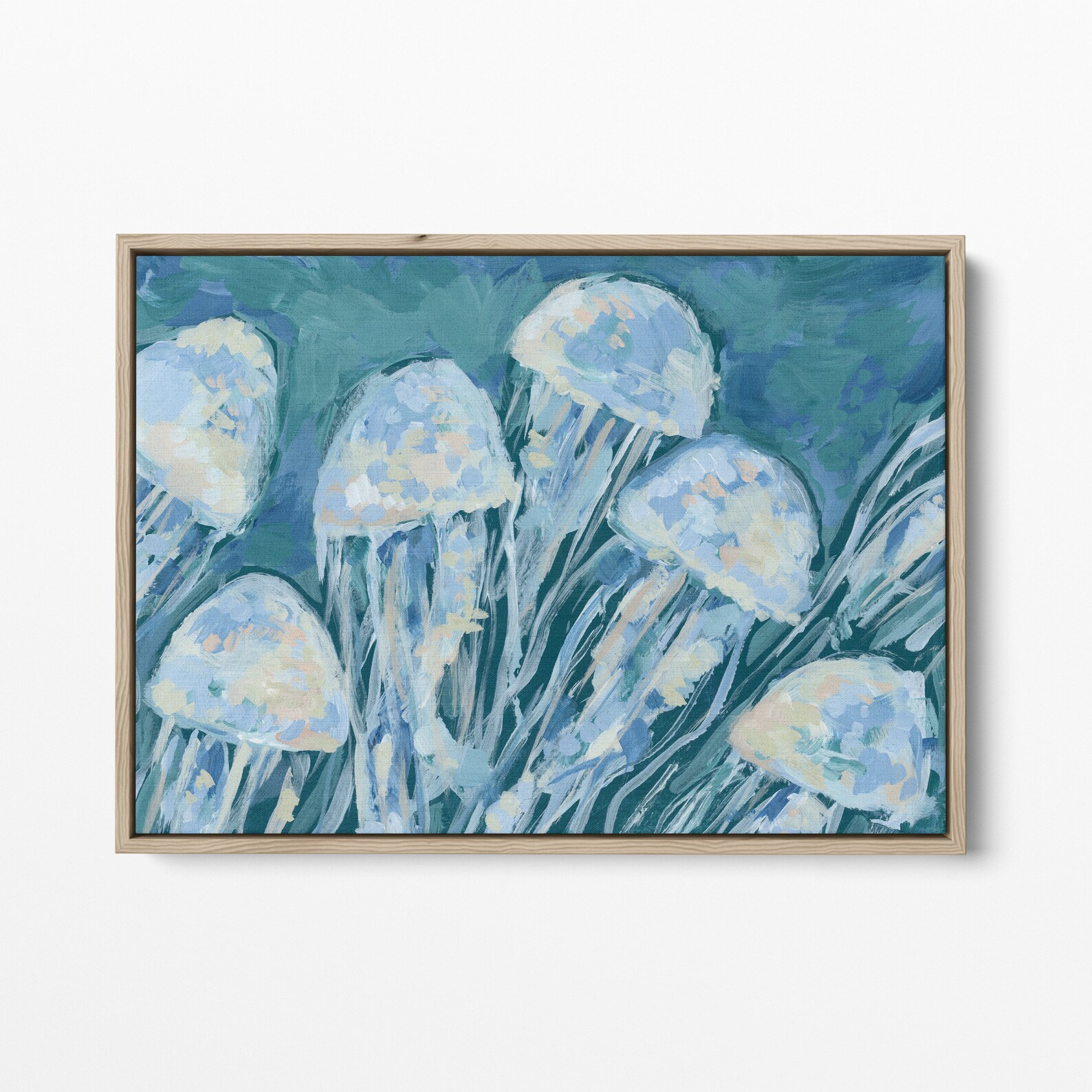 Turquoise Sea Creature Painting | "jellyfish Delight" - Art Print or ...