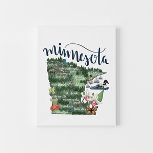 Minnesota State Map | Landmark Illustrated Minneapolis St Paul Art for ...