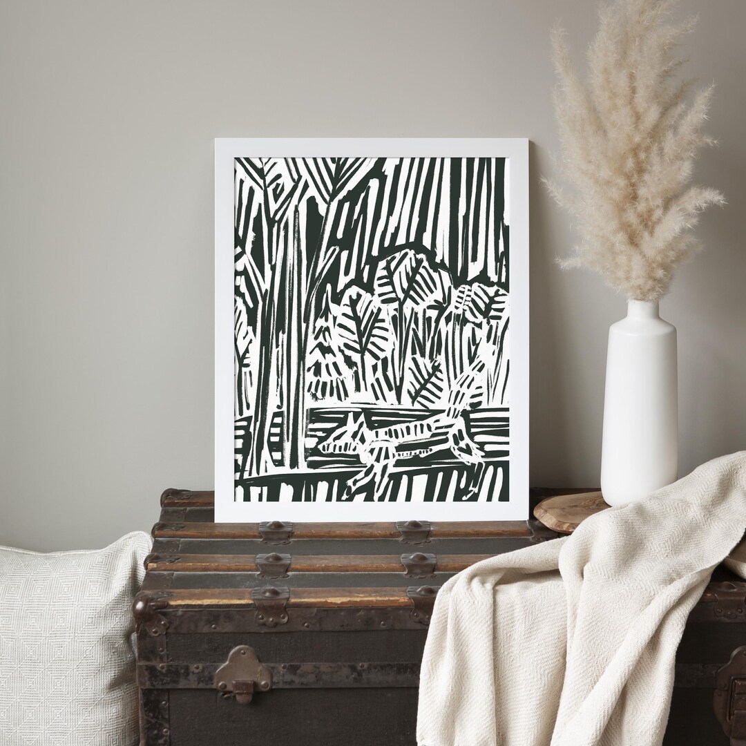 Woodland Lodge Decor | "the Running Fox" – Art Print or Canvas - Etsy
