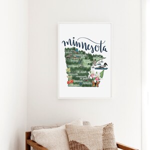 Minnesota State Map | Landmark Illustrated Minneapolis St Paul Art for ...
