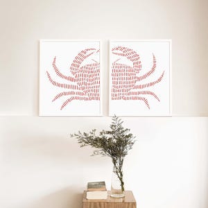 Red Crab Print Set | Modern Nautical Minimalist Beach House Decor ...