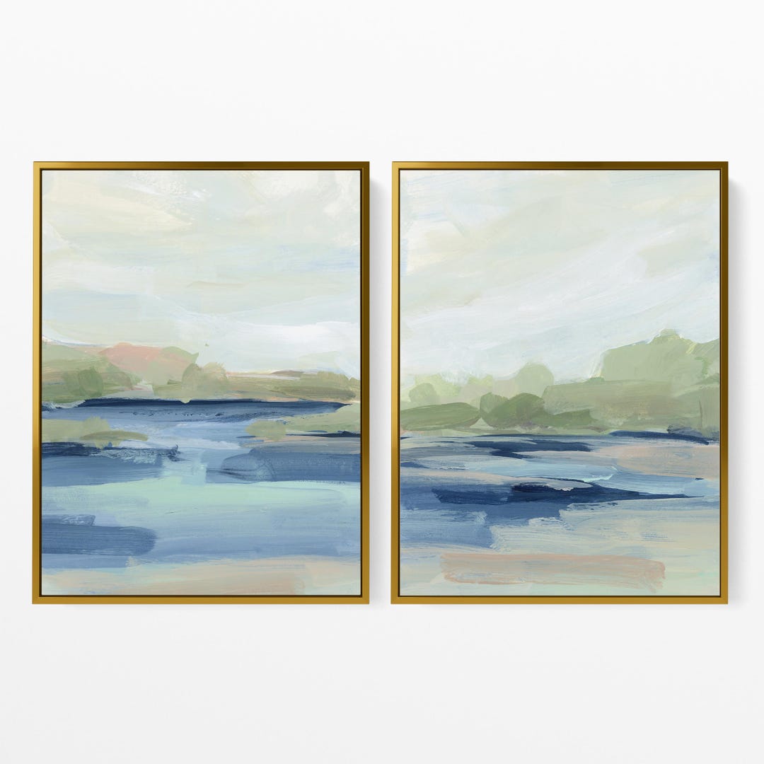 Lake Wall Art Painting | Modern Lakehouse Statement With Lakefront ...