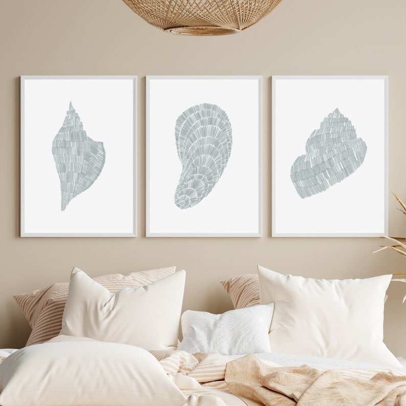 Modern Coastal Triptych | "deconstructed Seashell Trio, No. 1" – Set of ...