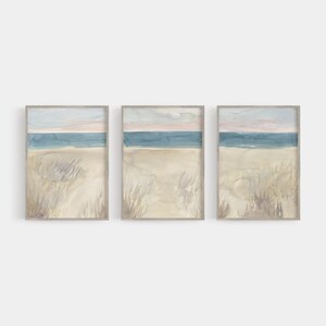 Beach Watercolor Painting Seascape Artwork Coastal Home Decor Triptych ...