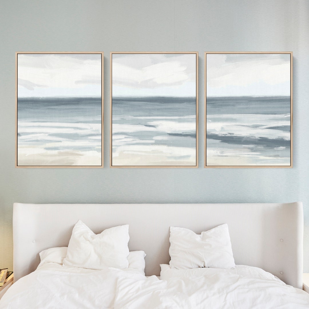 Ocean Painting Triptych | Seascape for Modern Beach Decor, Coastal ...