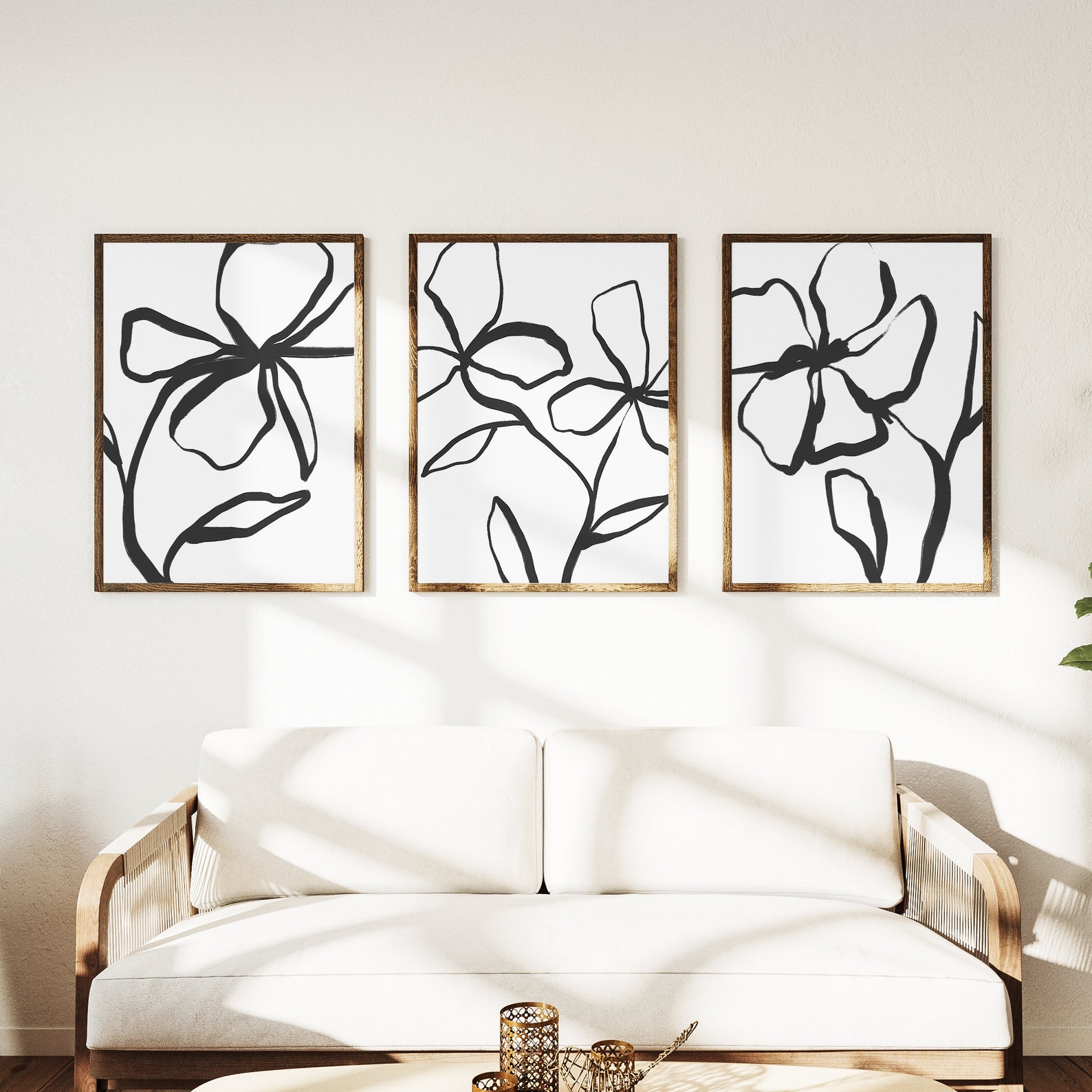 Botanical Art Set Modern Minimalist Boho Black & White Plant - Etsy