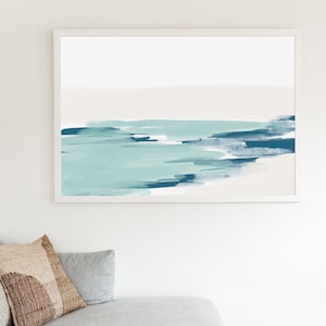 Modern Beach Art Chic Coastal Painting Large Statement Living Room Sea ...